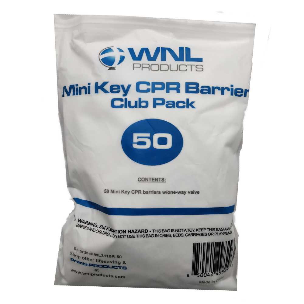 miniKEY CPR Barrier Refill Club Pack-50/Bag - WNL Products